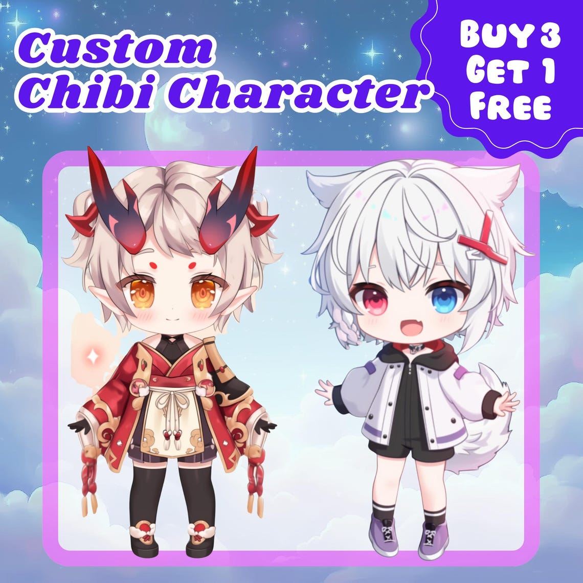 Custom Anime Chibi Portrait: Kawaii Emotes, Streamer PFP (PNG/PSD ...