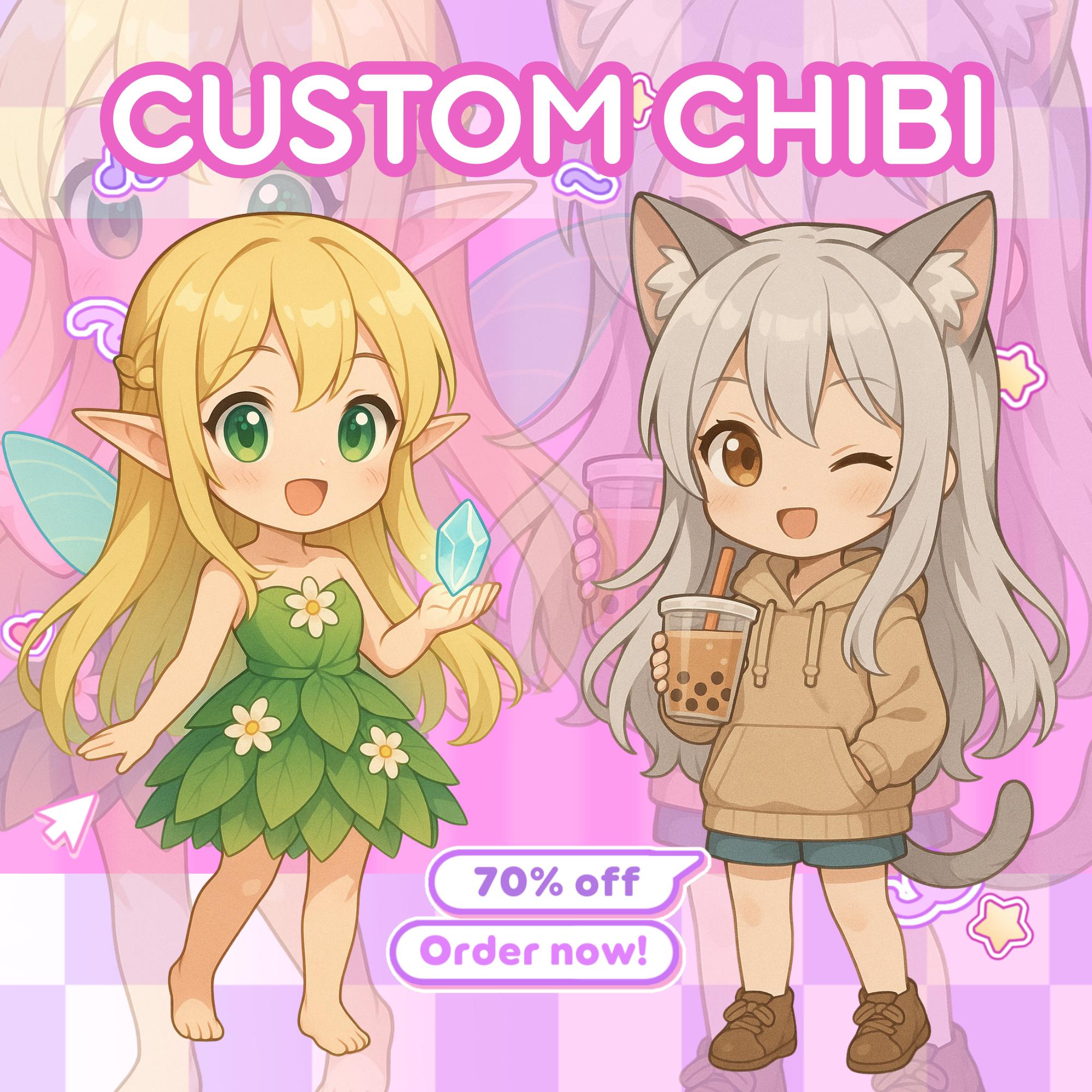 Custom Anime Chibi Portrait: Kawaii Emotes, Streamer PFP (PNG/PSD ...