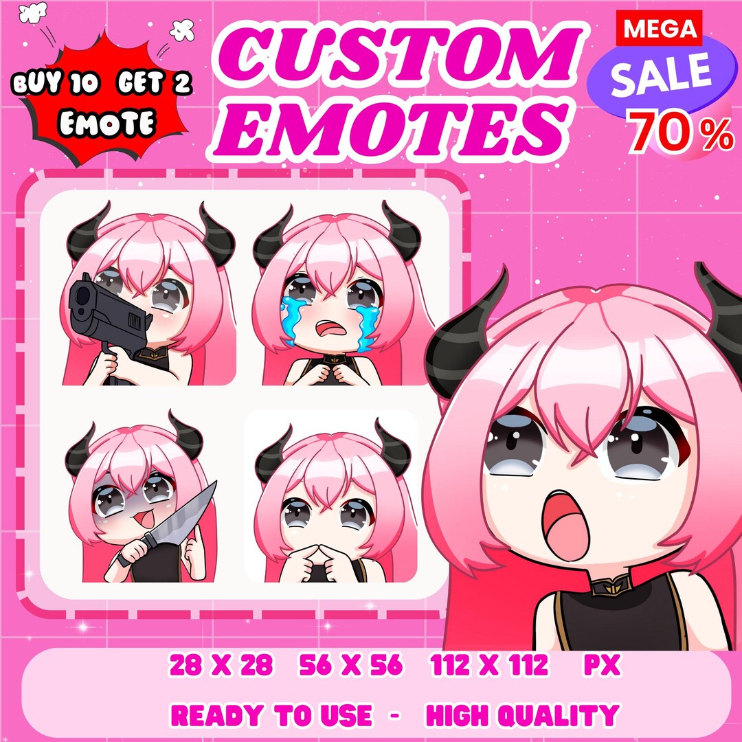 Custom Twitch Emotes or Kick Emotes | Cute Chibi Anime Style | Twitch ...