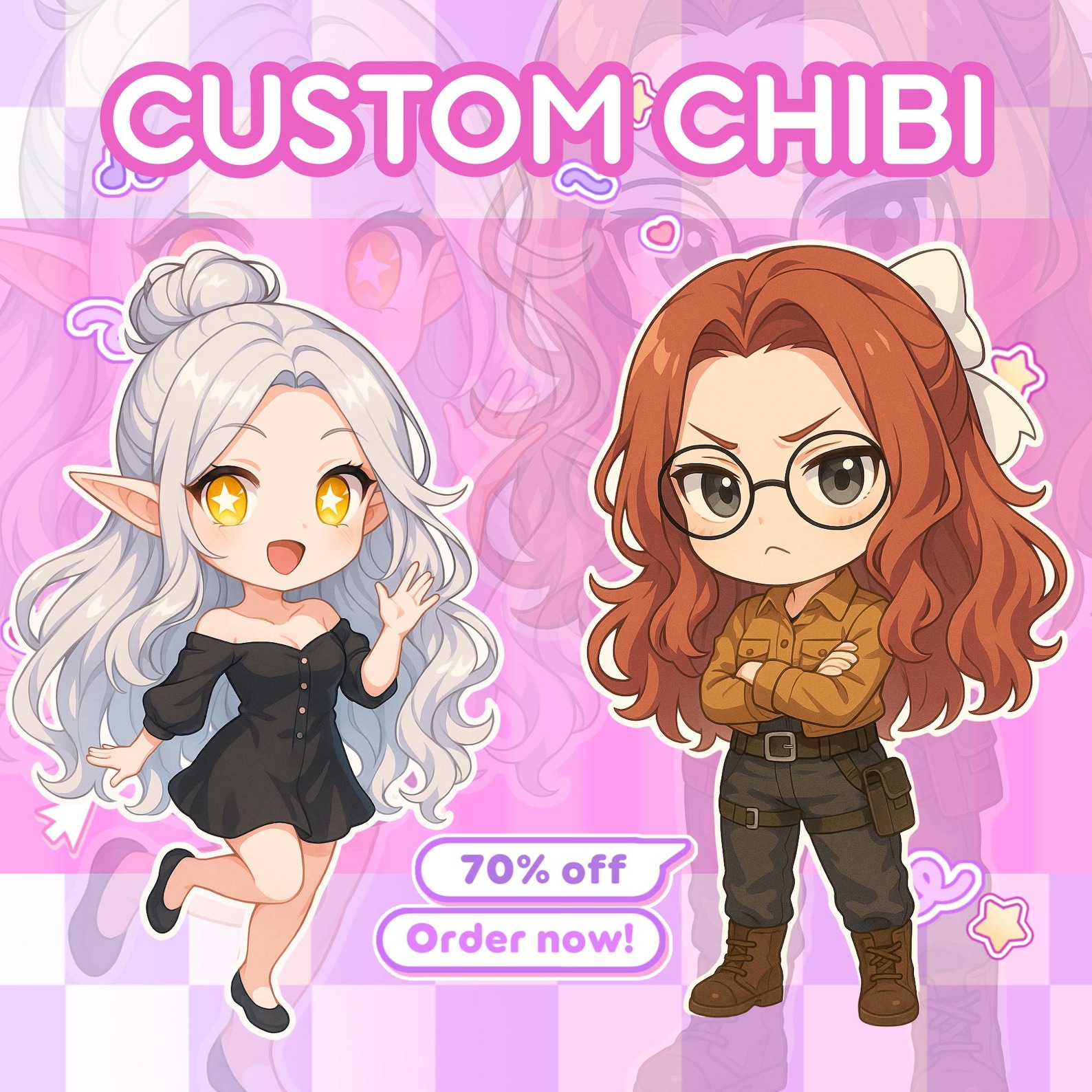 Custom Anime Chibi Portrait: Kawaii Emotes, Streamer PFP (PNG/PSD ...