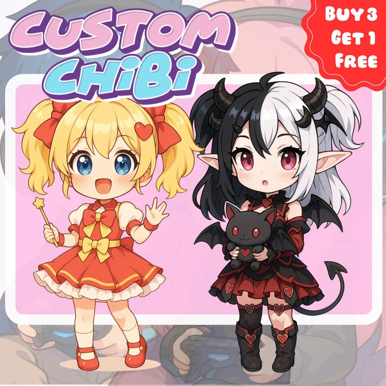 Custom Anime Chibi Portrait: Kawaii Emotes, Streamer PFP (PNG/PSD ...