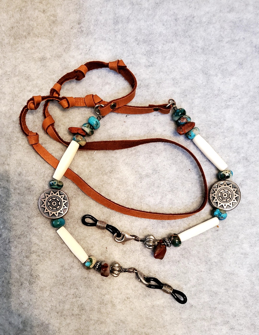 Leather Eyeglass Lanyard Beaded Gemstones Eye Glass Sunglass - Etsy