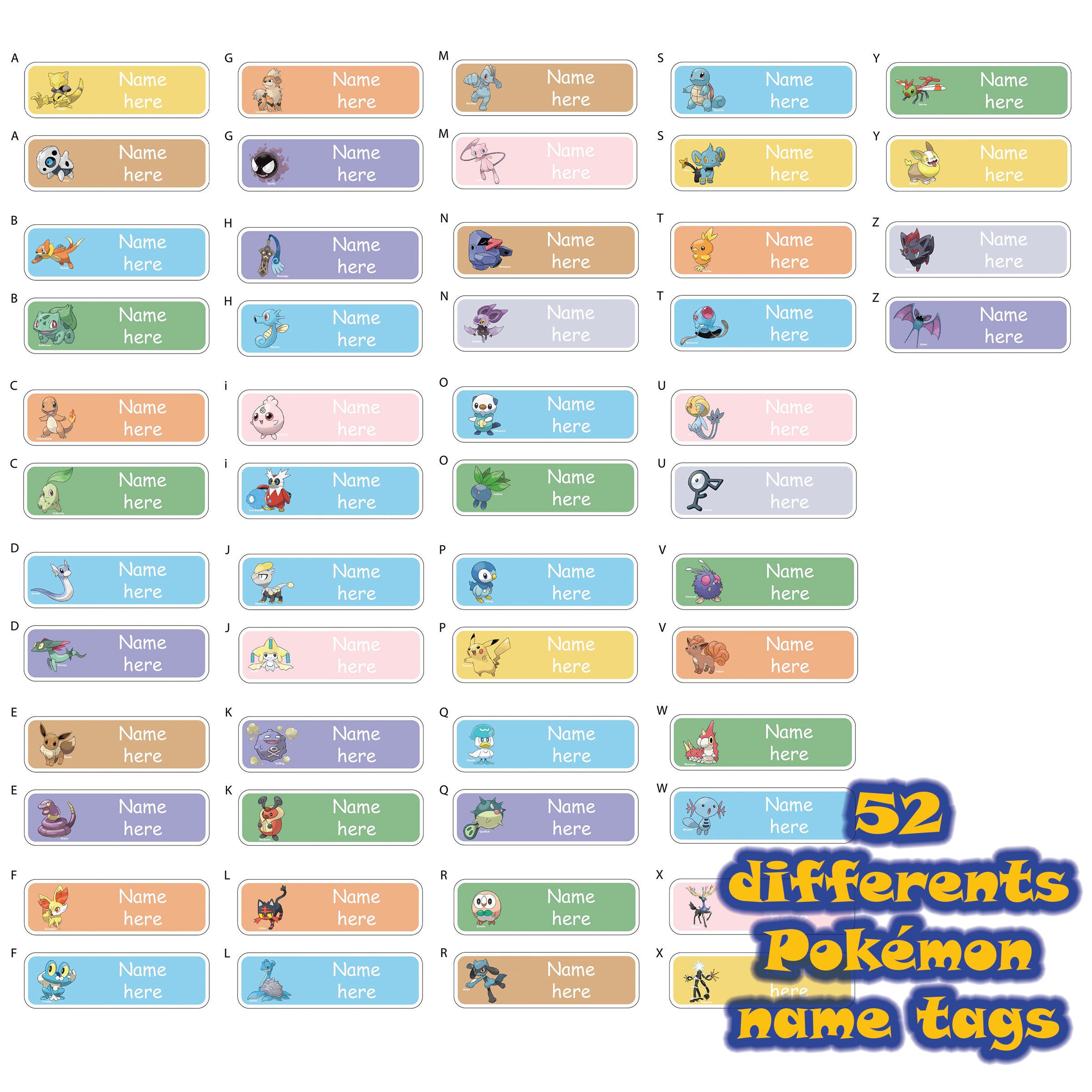 Classroom Name Tags Pokemon | Desk Plates | Printable Name Tags - Etsy