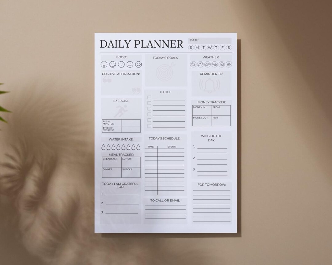 Clean Elegant Printable Daily Planner - Etsy