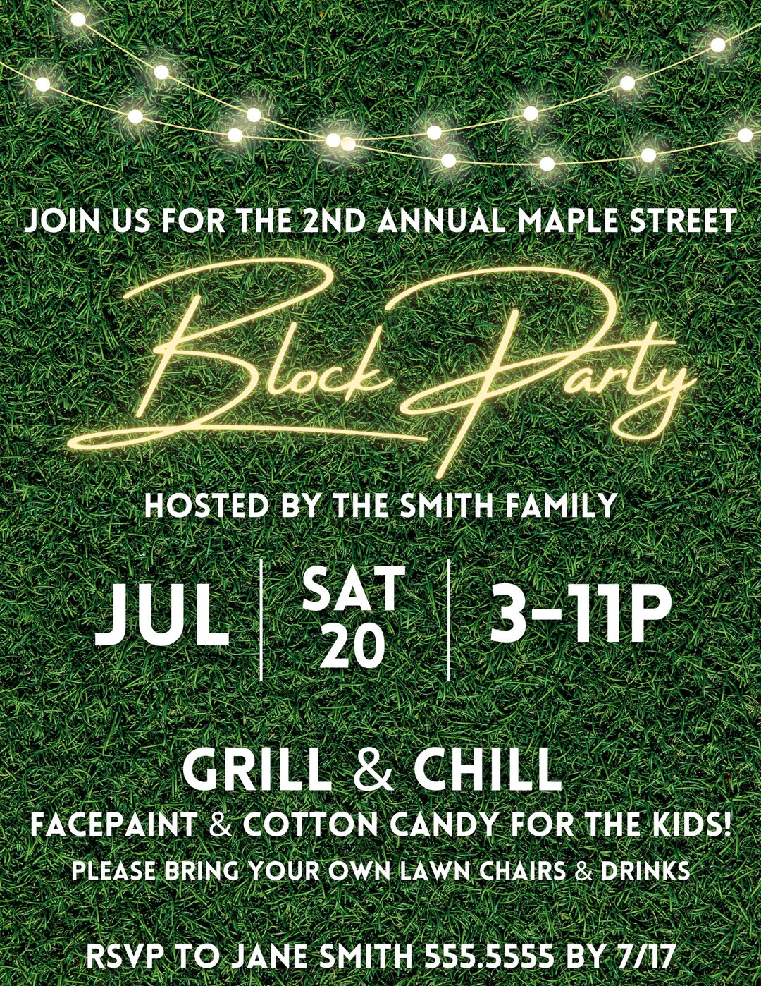 EDITABLE Block Party Invitation Template - Etsy