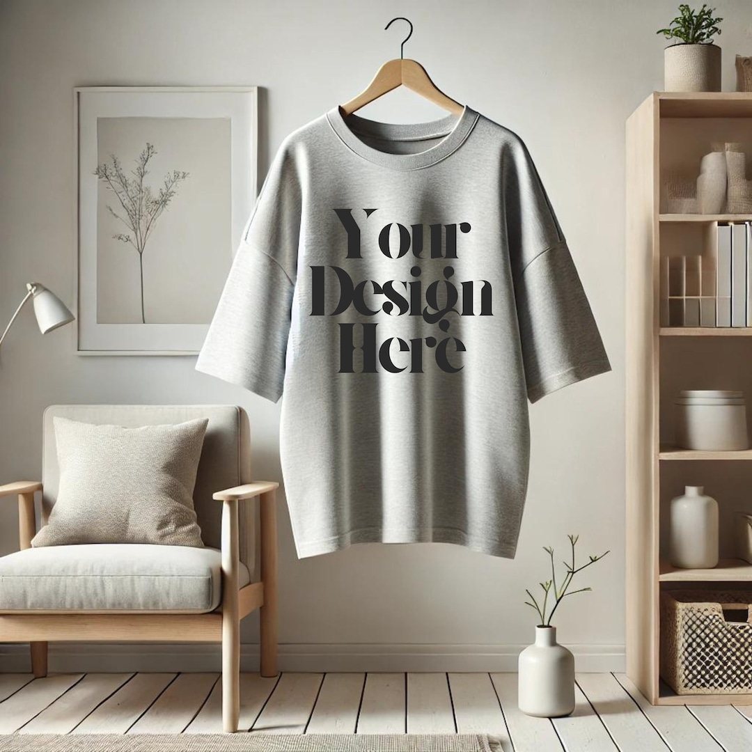 Light Grey Oversized T-shirt Mockup, Realistic Tee Mockup, Print on ...