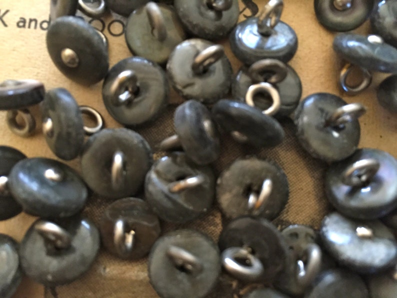 Buttons Mother of Pearl MOP Vintage BOOT Buttons-black 60 Metal Loop ...