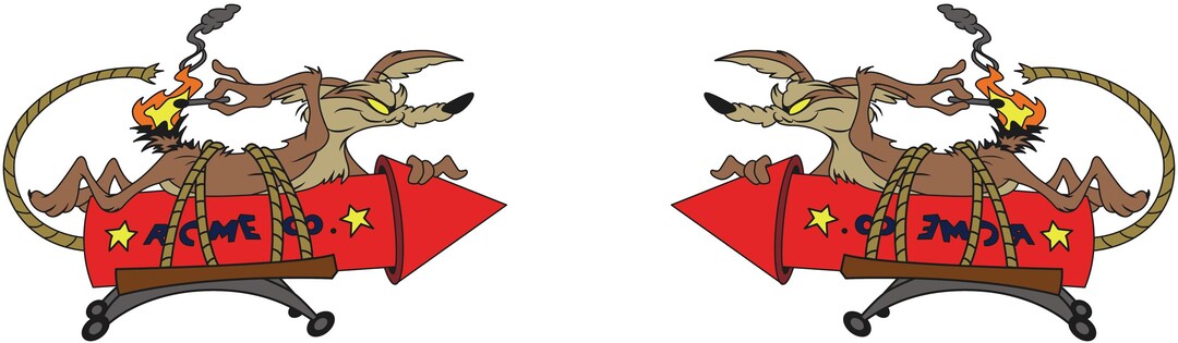 Wile E Coyote ACME Rocket Mirrored Set of 2 Logo Vinyl Decal / Sticker ...