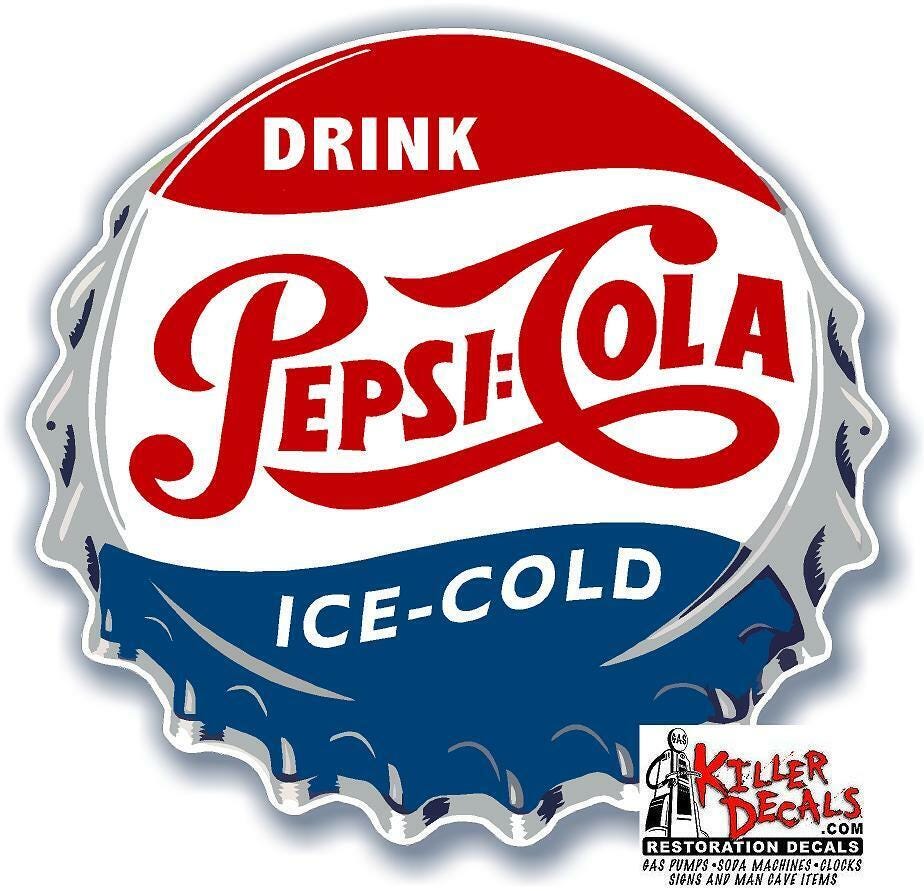 Pepsi Bottle Cap Vintage Soda Pop Main Logo Vinyl Decal / Sticker 10 ...