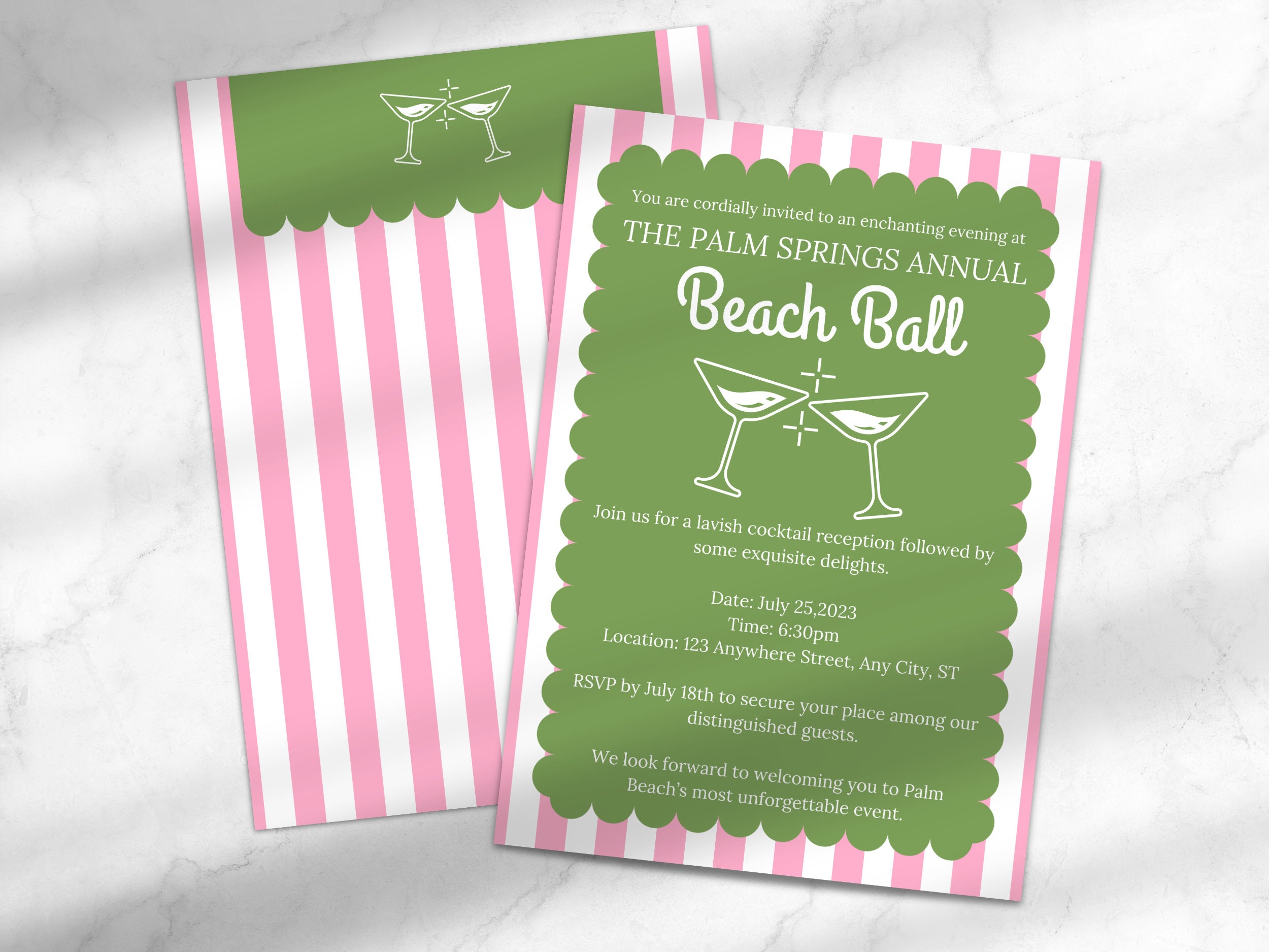 Palm Royale Birthday Invitation | Beach Ball Party Invitation ...