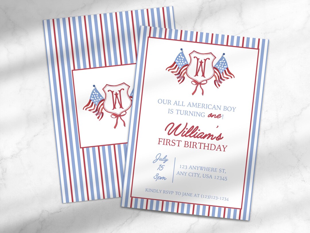 All American Boy Birthday Party Invitation | One All American Boy ...
