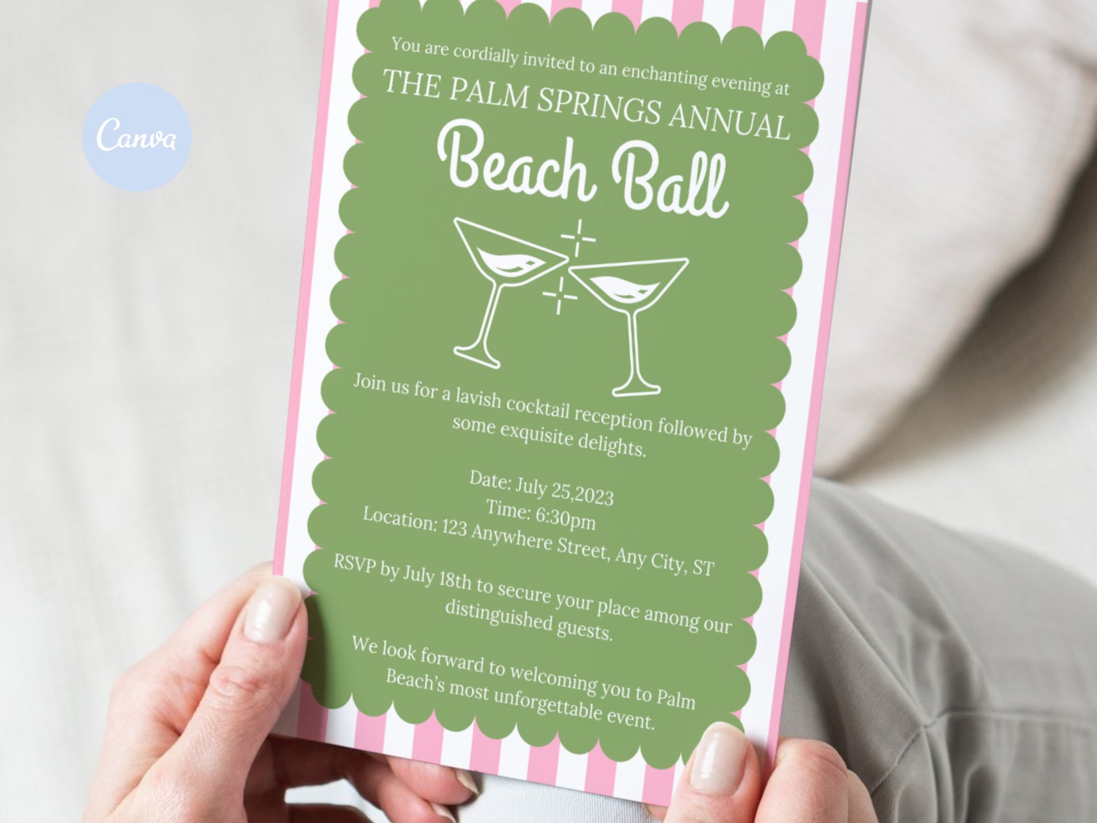 Palm Royale Birthday Invitation | Beach Ball Party Invitation ...