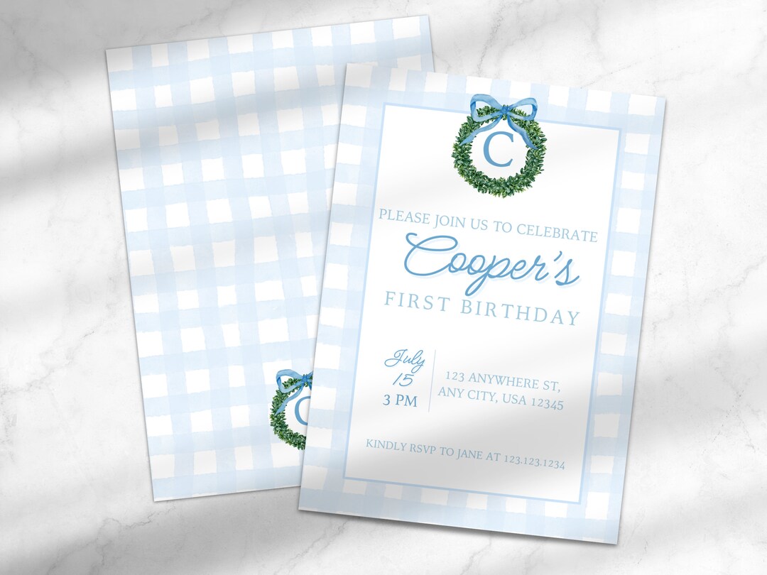 Grandmillennial Boy's First Birthday Party Invitation | Boy's 1st ...