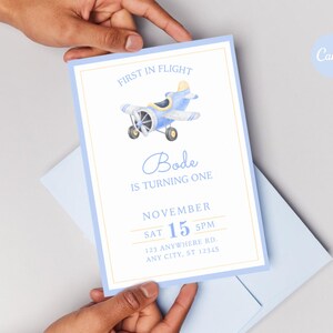 First in Flight First Birthday Invitation | Plane First Birthday ...