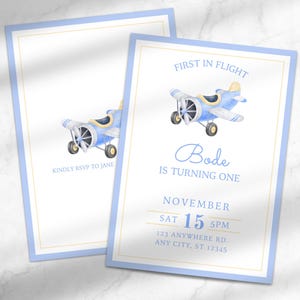 First in Flight First Birthday Invitation | Plane First Birthday ...