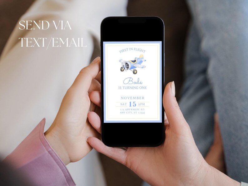 First in Flight First Birthday Invitation | Plane First Birthday ...