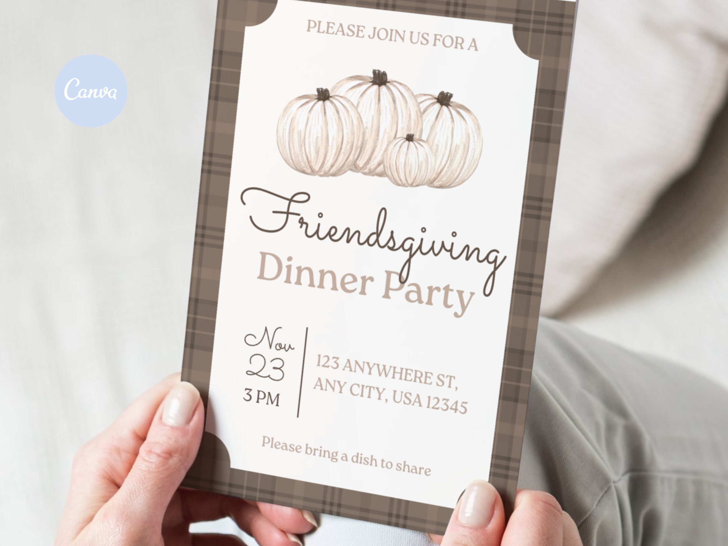 Friendsgiving Digital Invitation | Preppy Friendsgiving Dinner Invite ...