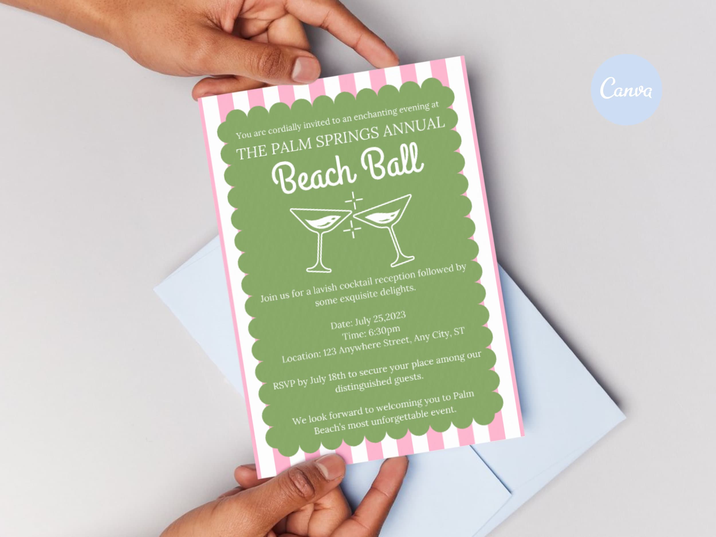 Palm Royale Birthday Invitation | Beach Ball Party Invitation ...