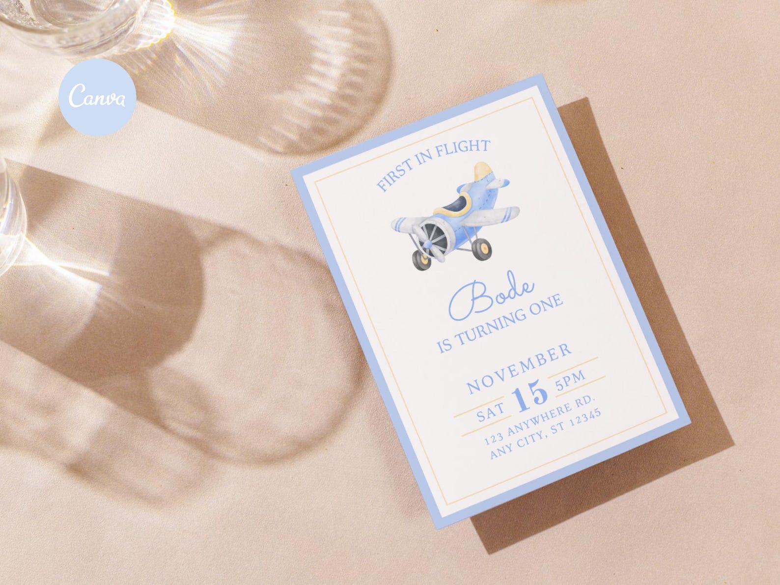 First in Flight First Birthday Invitation | Plane First Birthday ...
