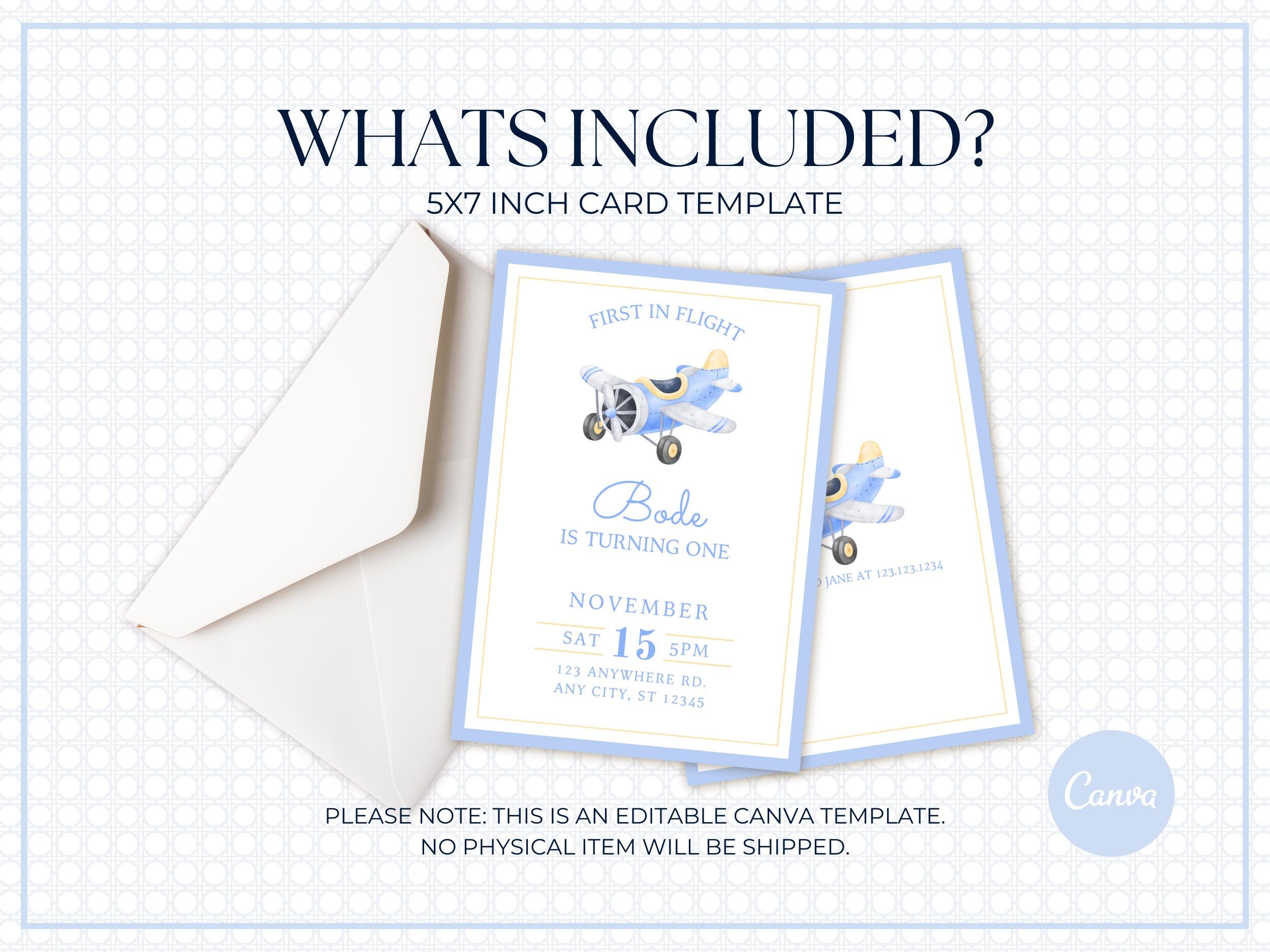 First in Flight First Birthday Invitation | Plane First Birthday ...