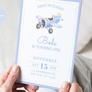 First in Flight First Birthday Invitation | Plane First Birthday ...