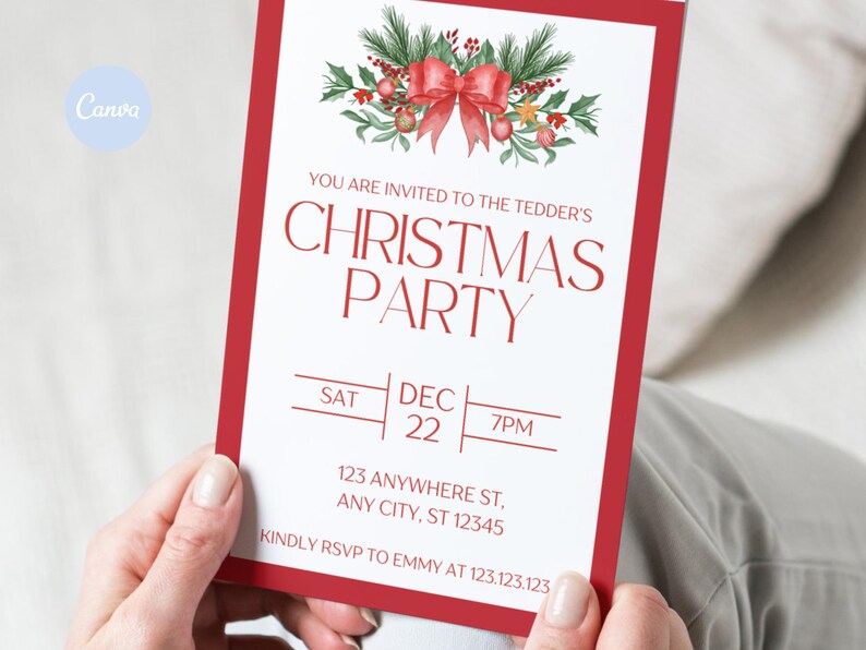 Classic Christmas Party Invitation | Traditional Christmas Party ...