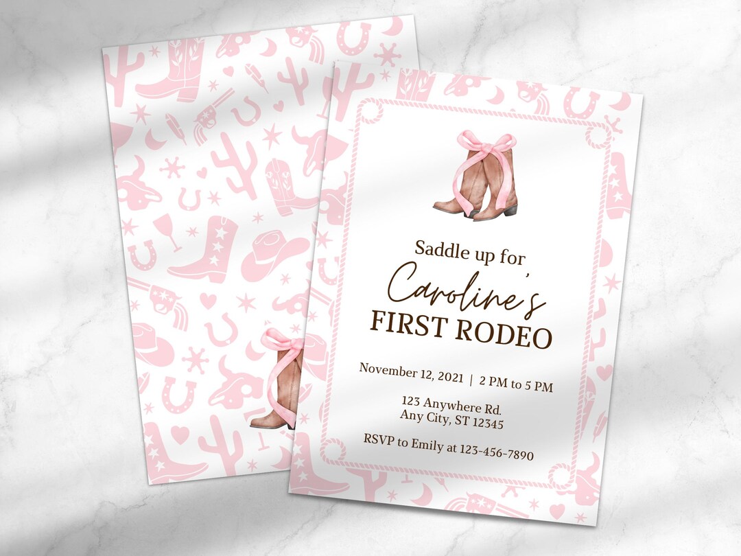 First Rodeo Birthday Invitation | Cowgirl First Birthday | Rodeo-themed ...