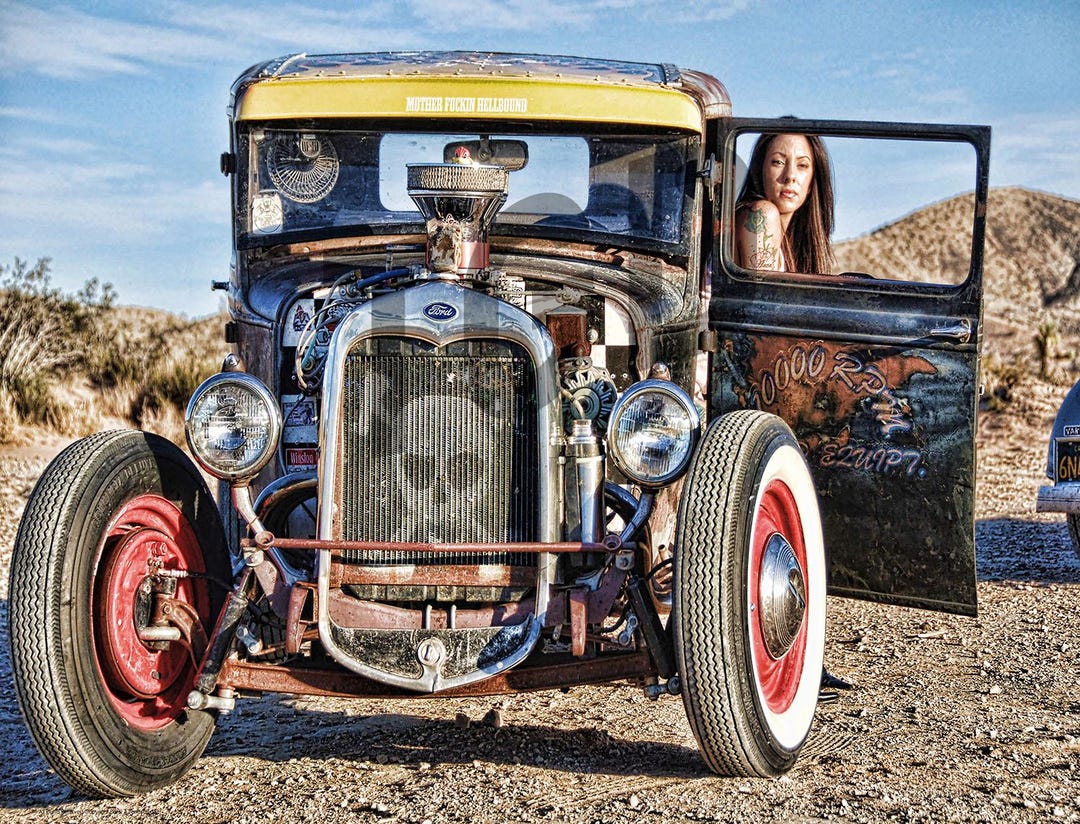 Hot Rod at the Desert Metal Sign - Etsy