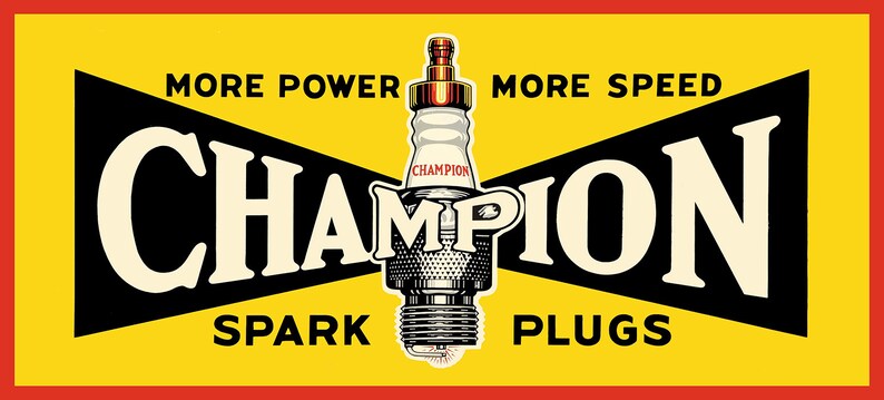 Champion Spark Plug Metal Sign 18x8 - Etsy