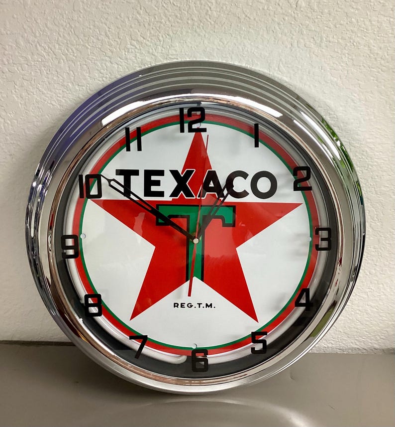 Texaco Gasoline Single Neon Clock Green - Etsy