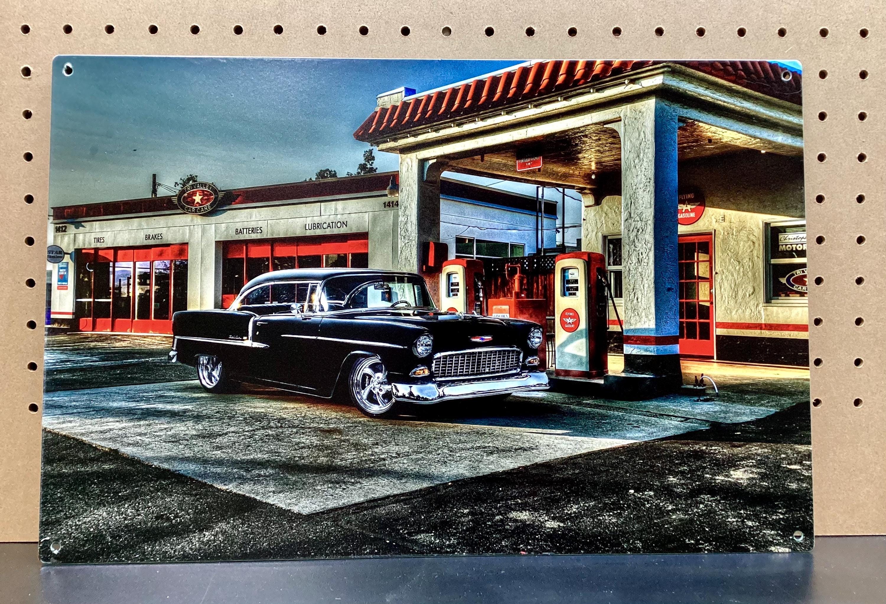 Chevy Pick up Truck at Flying A Station HDR Photography on Metal Sign ...
