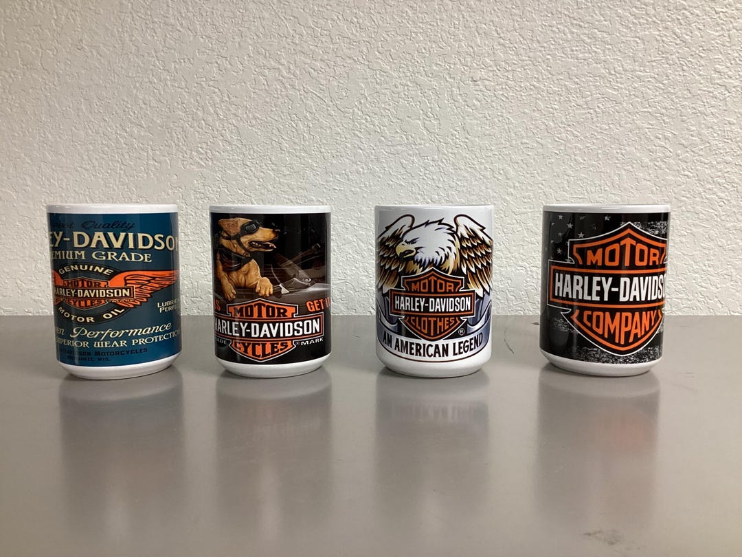 Harley-davidson Motorcycle Coffee Mugs 4 Mugs Set - Etsy
