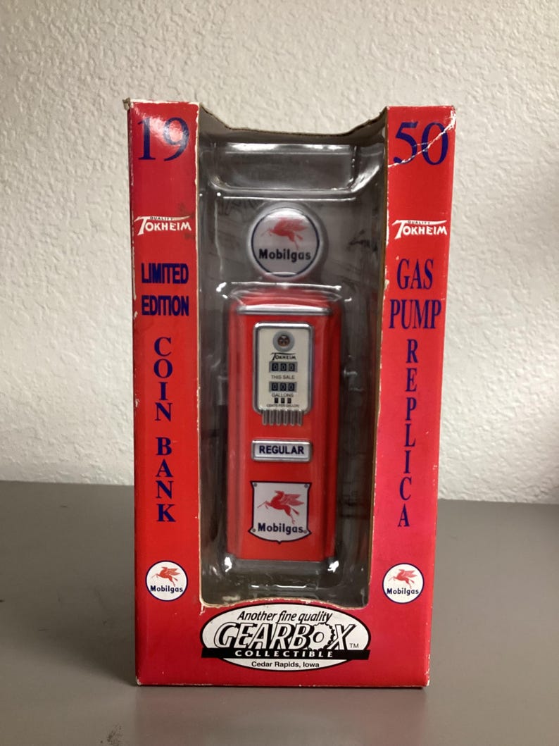 Gearbox Mobilgas Gasoline Pump Coin Bank New in Box - Etsy