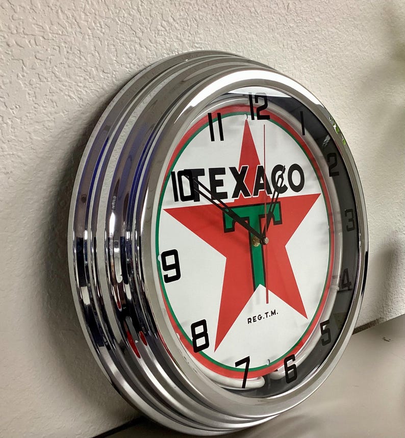 Texaco Gasoline Single Neon Clock Green - Etsy