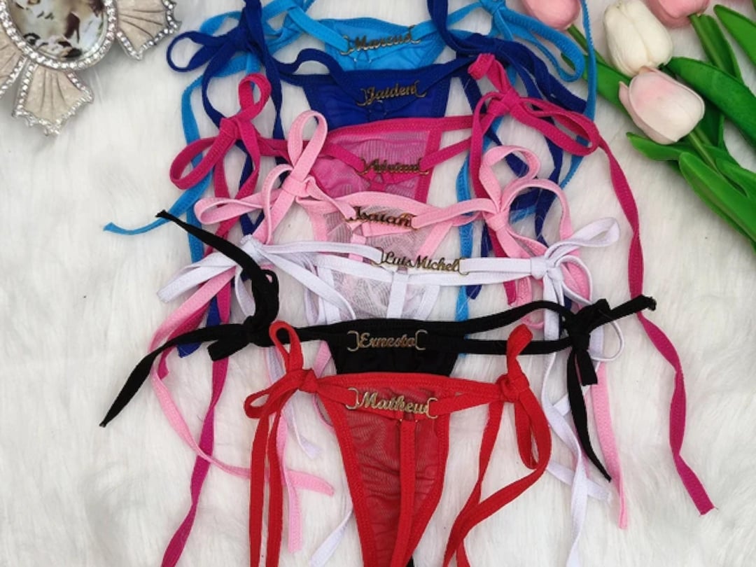 Sexy Custom Letter Thong With Name Bow Knot Gold Silvery Chain Women's ...