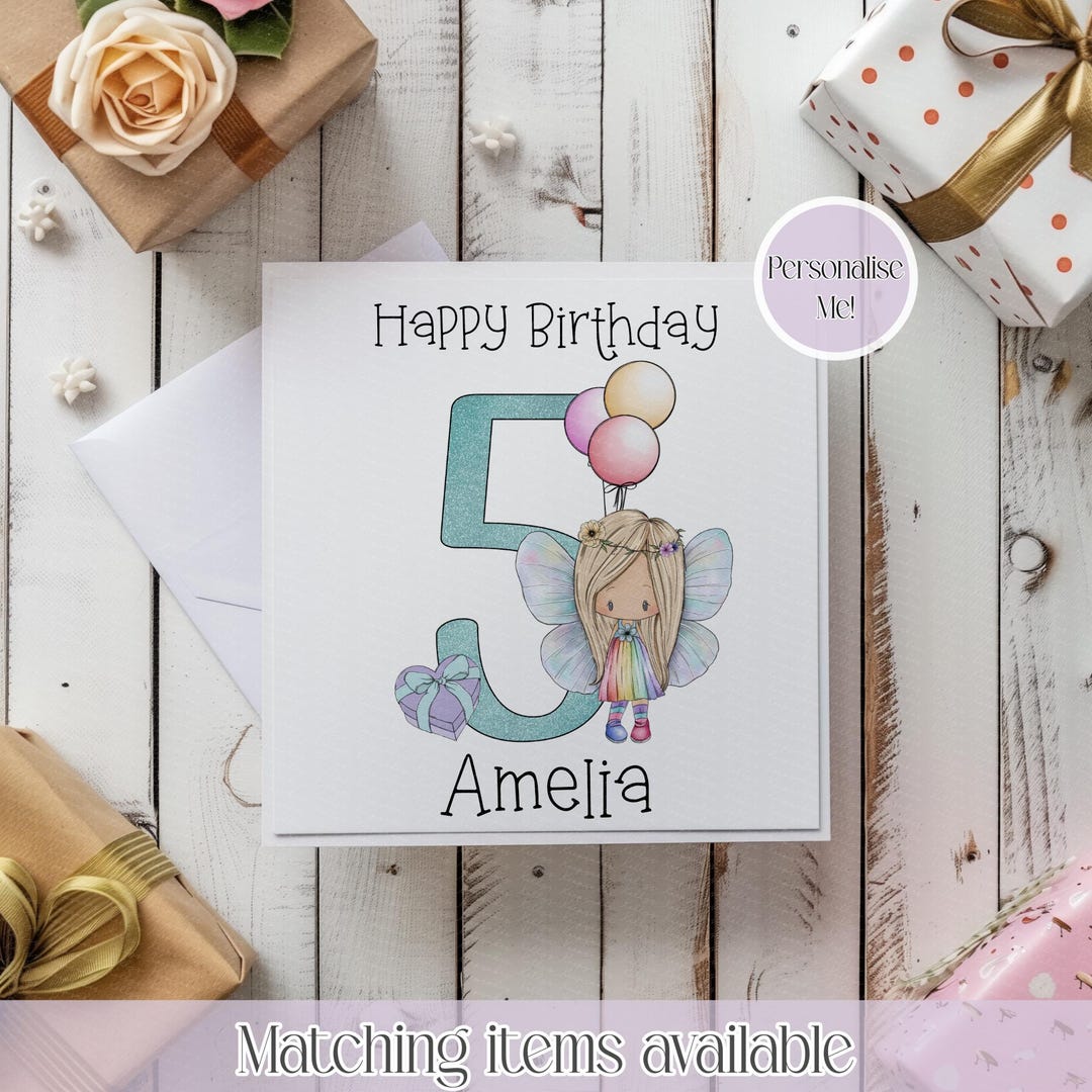 Fairy Age Personalised Birthday Card - for a Girl - Fairy Princess - Etsy