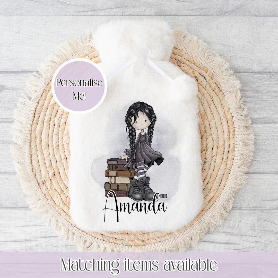 Goth Girl Book or Grave Design Fluffy Hot Water Bottle 2L ...