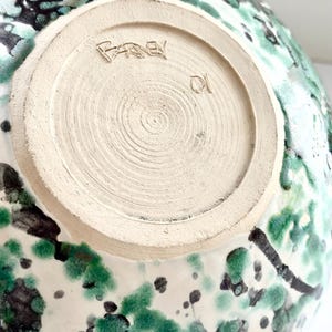 Large Splatterware Bowl Green and Black Artist Signed Barney 01 - Etsy