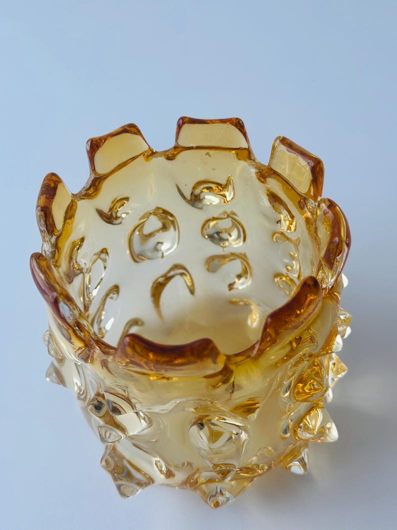 Brutalist Lazy Susan Amber Art Glass Thorn Vase or Candle Holder - Etsy