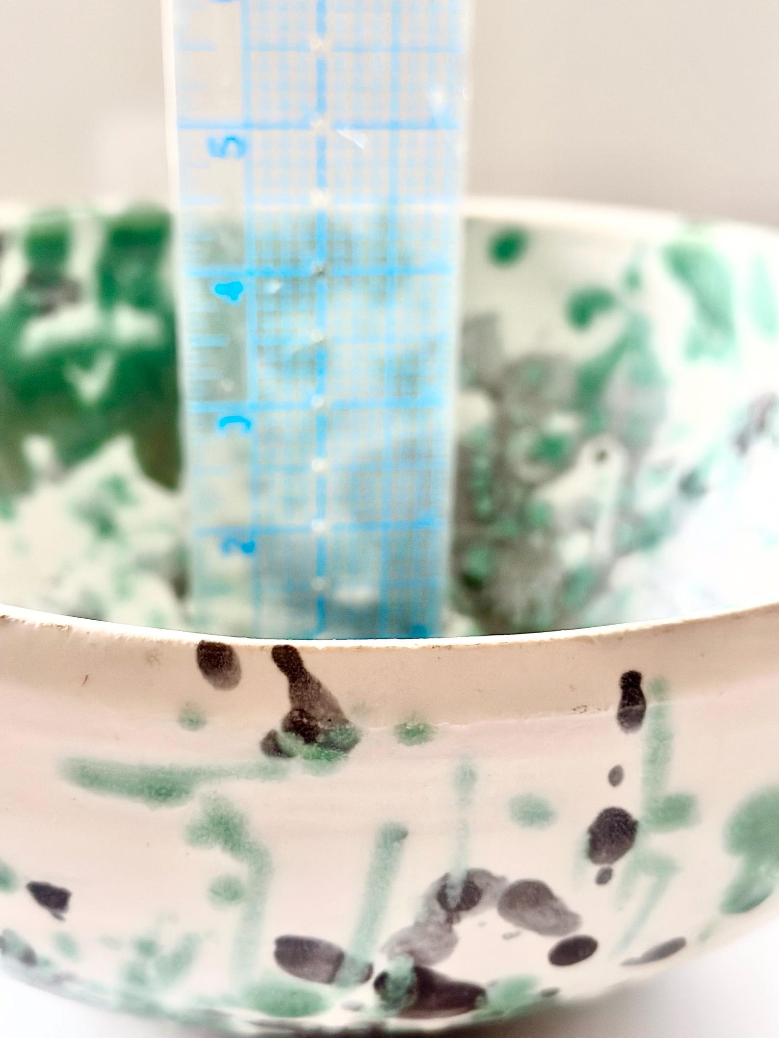 Large Splatterware Bowl Green and Black Artist Signed Barney 01 - Etsy