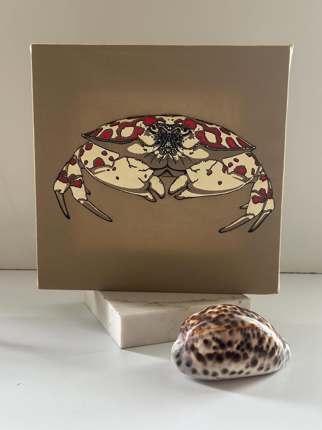 Quilted Crab Art on Canvas Coastal Calico Crab - Etsy