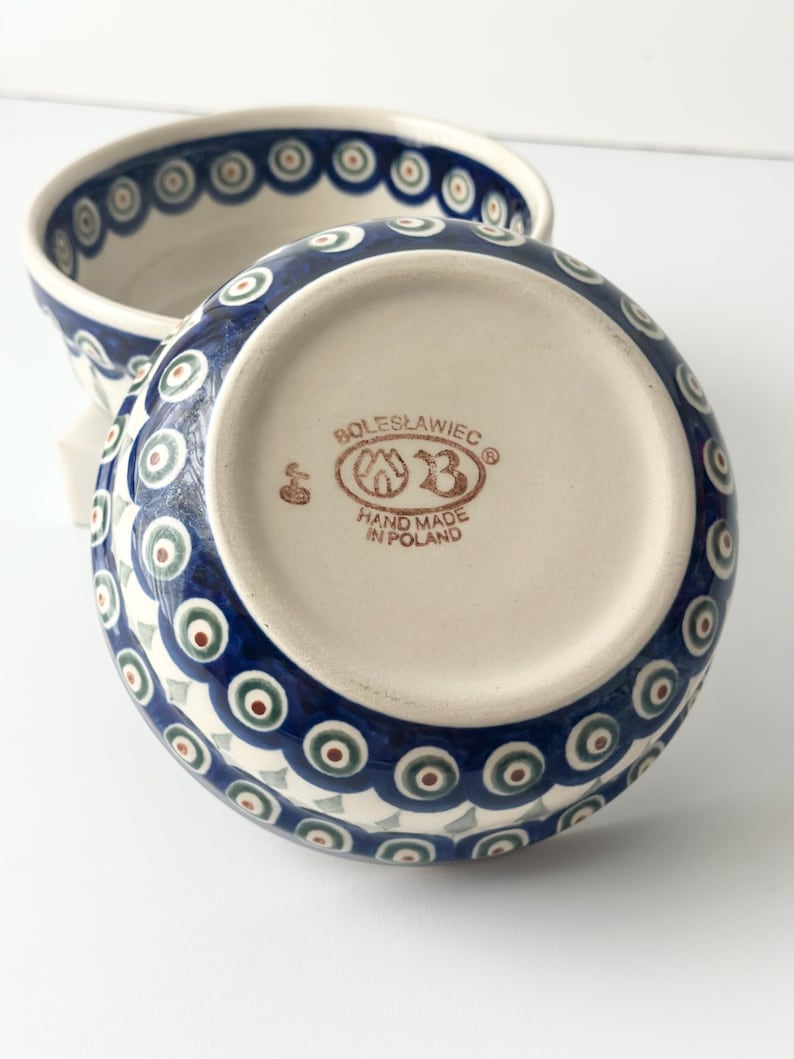 Set of 2 Boleslawiec Polish Pottery Peacock Pattern Hand Made Pottery ...