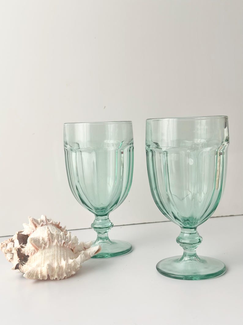 Libbey Gibraltar Duratuff Set of 2 Spanish Green Iced Tea Water Goblet ...