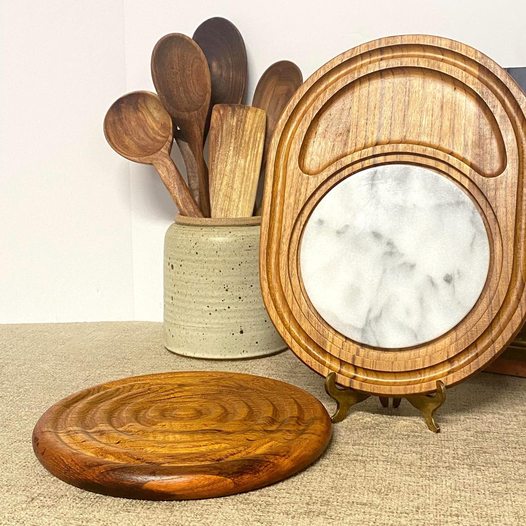 Teak Cheese Board & Trivet Set: Mid-century Modern Danish Serve Ware - Etsy