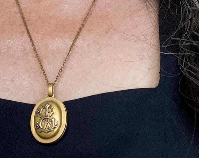 Vintage Victorian Style Brass Monogramed Photo Locket, Old World, Art ...