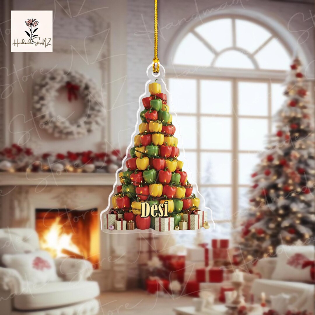 PERSONALIZED Bell Pepper 2D FLAT Christmas Ornament, Xmas Tree ...