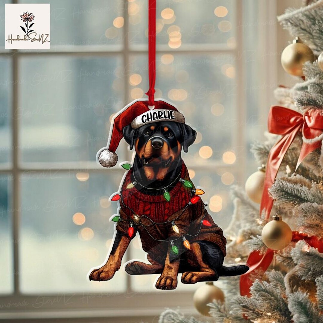 Personalized Rottweiler Dog Christmas Ornament Custom Rottweiler ...