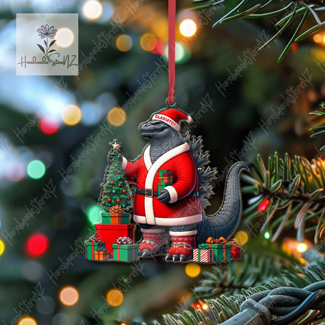 Personalized Godzilla Christmas Ornament, Xmas Tree Decor, Christmas ...