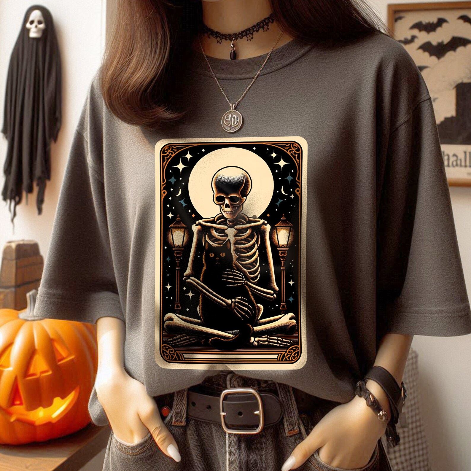 Skeleton With Cat Png, Skull and Black Cat Png, Halloween Black Cat Png ...