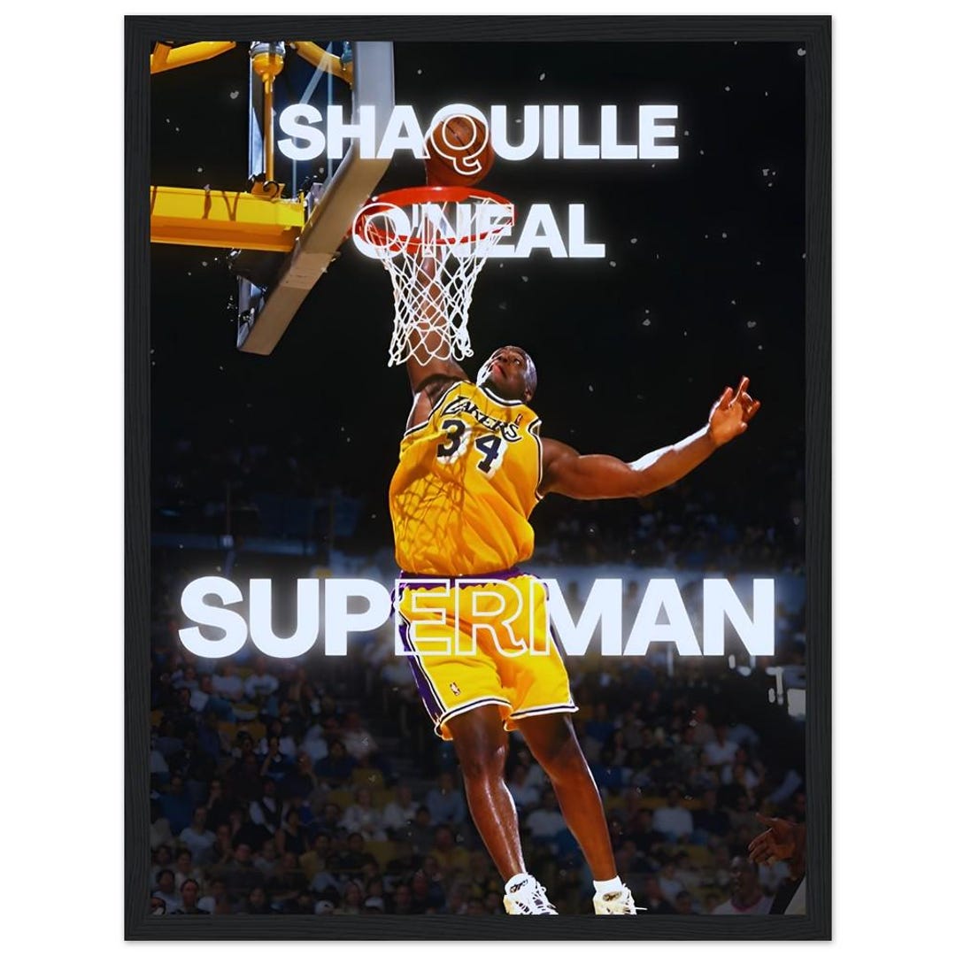 Shaquille O'neal Superman Basketball Wooden Framed Poster, Lakers ...